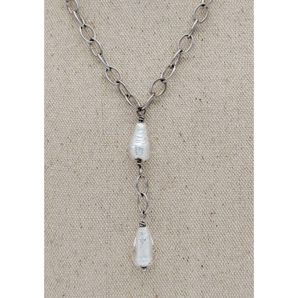 LLK | Jewelry | Sterling Silver Necklace Y Drop Dichroic Glass ...